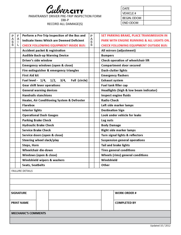 Inspection Form With Line Drawing – Transit Line Art